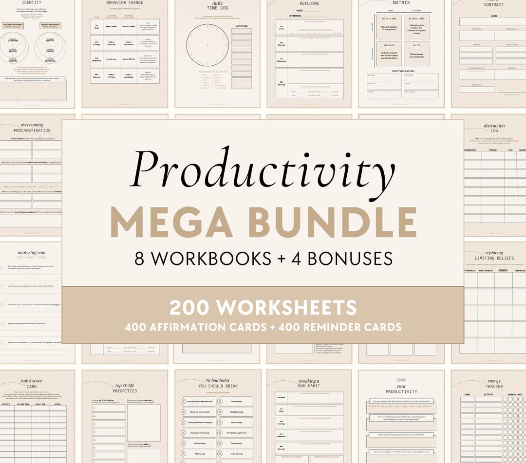 Productivity Bundle | Workbooks & Planner, Goal Setting, Habit Tracker ...