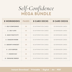 Self-confidence Bundle | Workbooks - Self-love, Self-esteem, Body ...