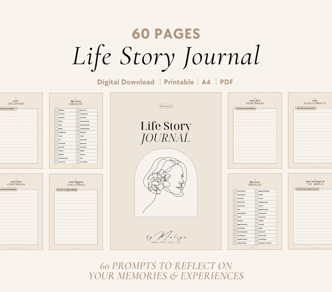 Life Story Journal | Writing Prompts, Guided Biography, Memory Book ...