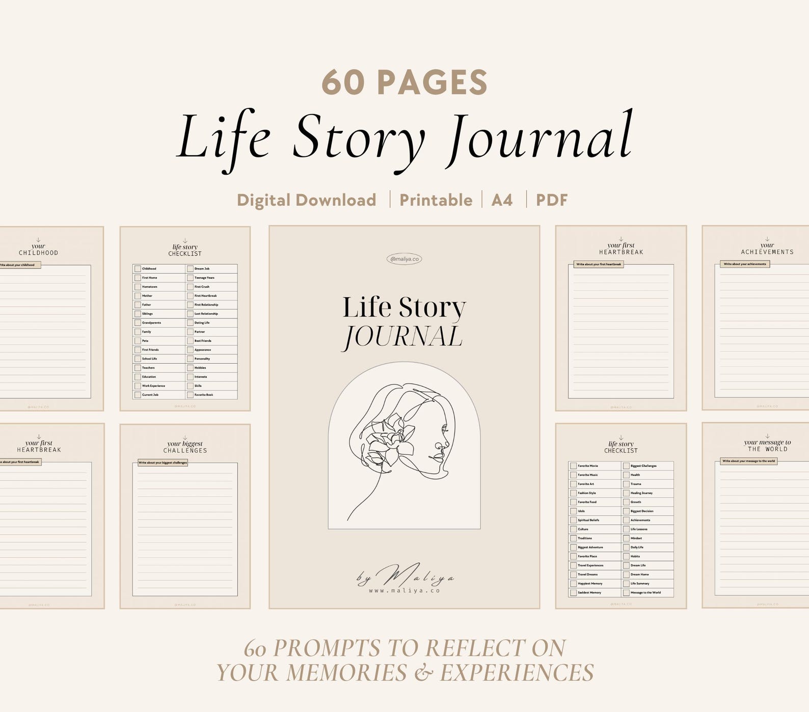 Life Story Journal | Writing Prompts, Guided Biography, Memory Book ...