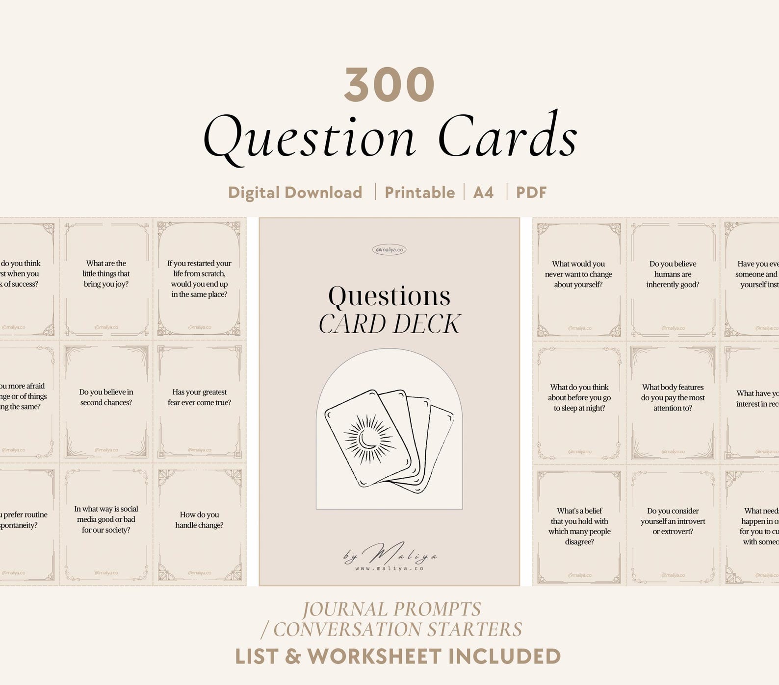 300 Question Cards | Deep Talk, Conversation Starters, Date Night ...