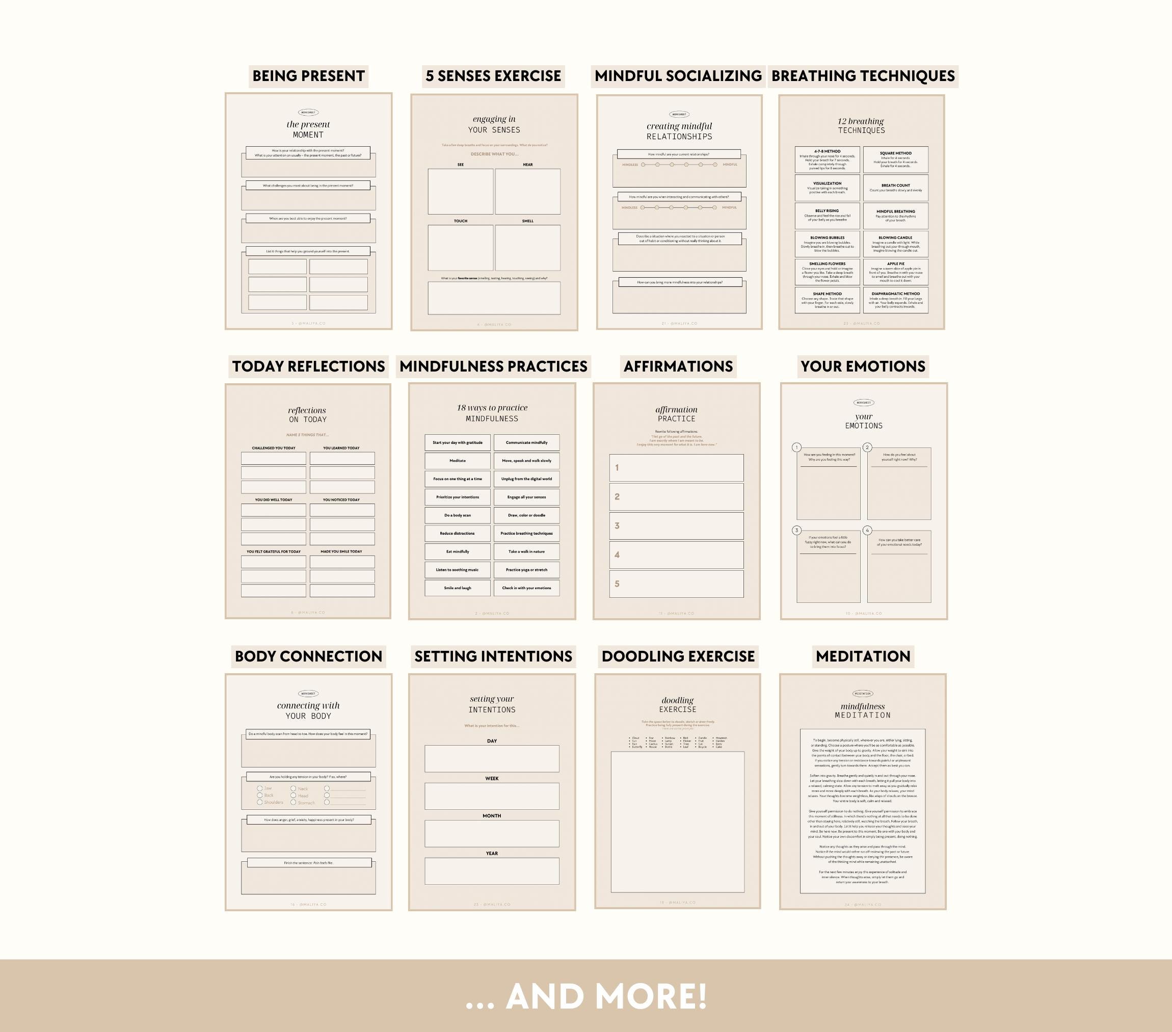 Mindfulness Workbook | Self-care, Gratitude, Mindful Eating, Mental ...