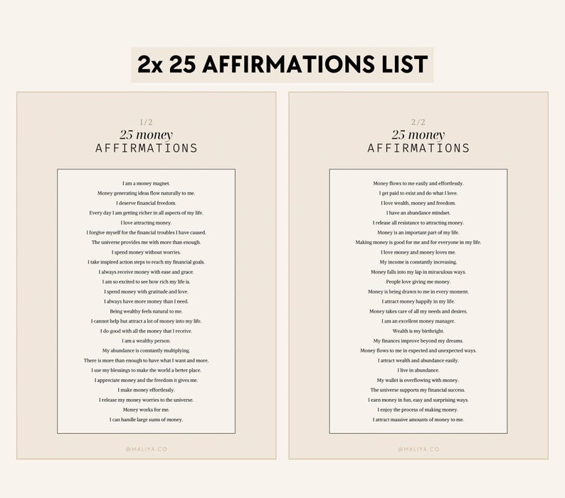 Money Affirmations | Oracle Cards - Abundance Mindset, Manifestation ...
