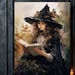 Whimsigoth Witch Reading in Magical Autumn Forest Watercolor Canvas ...