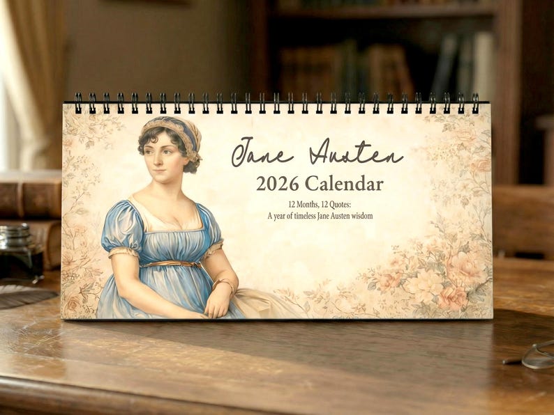 Jane Austen Desk Calendar 2026, Literary Quotes Desktop Calendar, Book ...