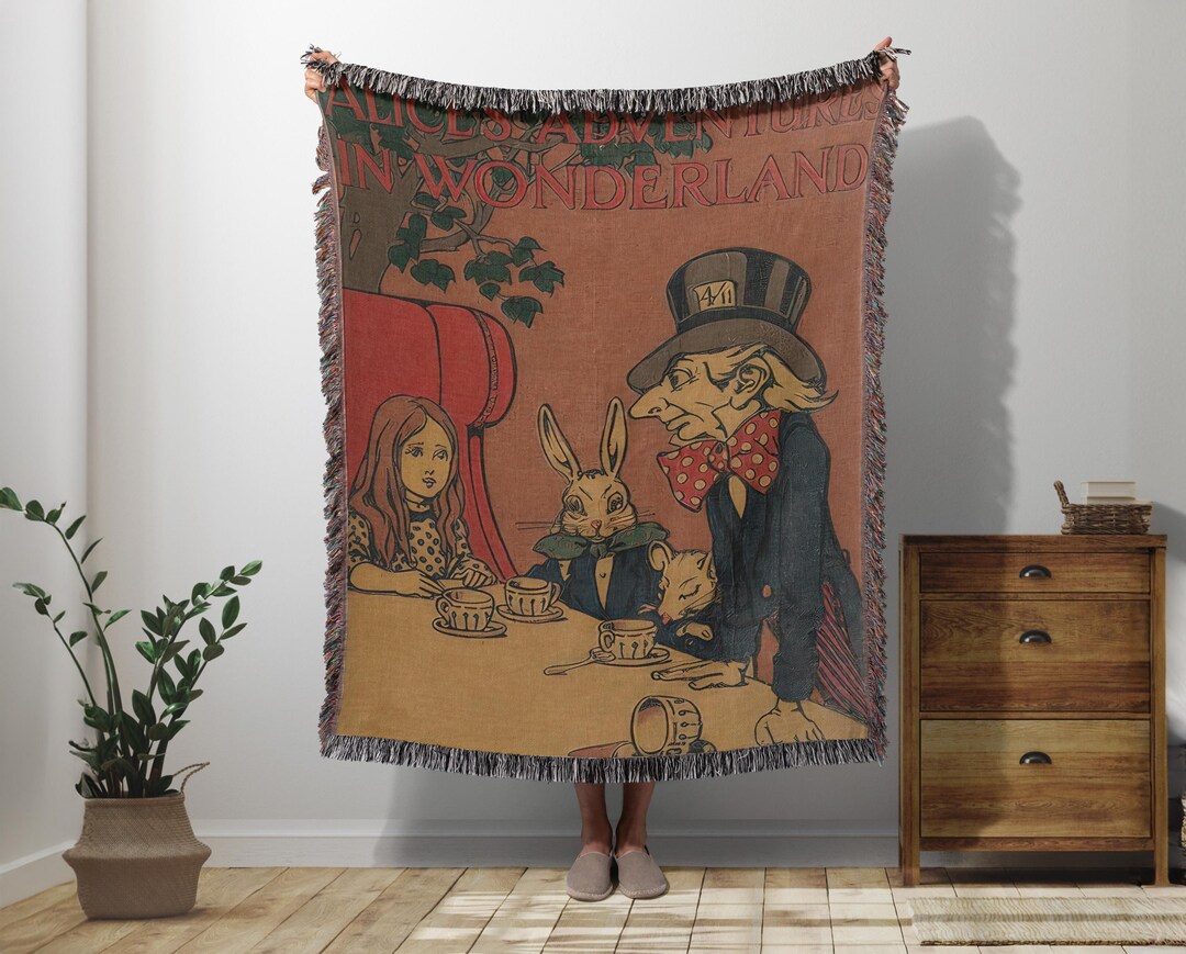 Alice in Wonderland Woven Blanket, Literary Girl Coquette Tapestry ...