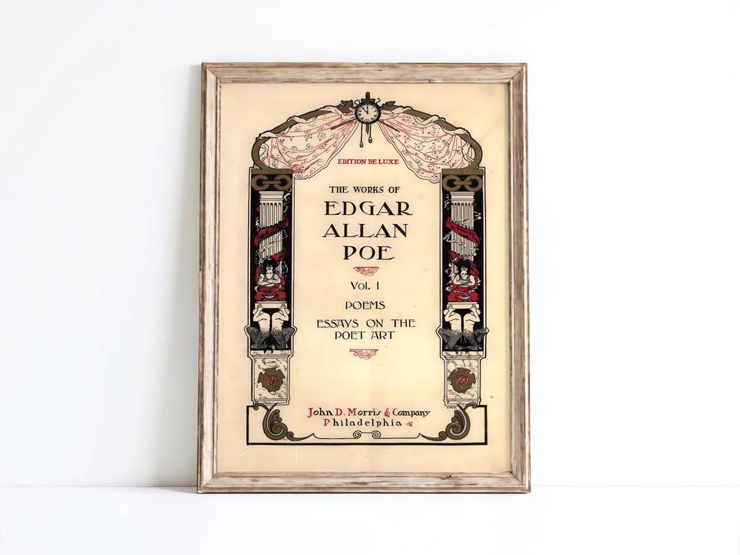 Edgar Allan Poe Vintage Book Cover Wall Art, Gothic Poetry Literature ...