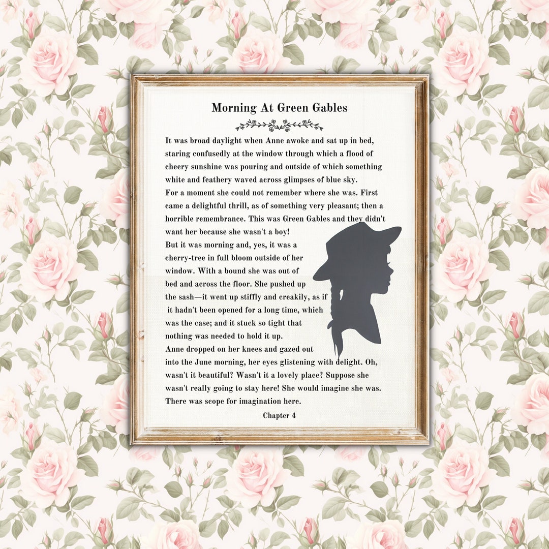 Anne of Green Gables Book Page Wall Art, Anne Shirley Bookish Gift-for ...