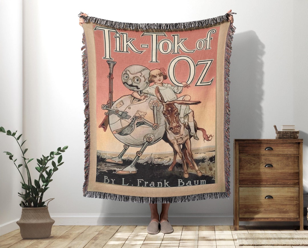 Tik Tok Wonderful Wizard of Oz Vintage Book Cover Woven Blanket ...