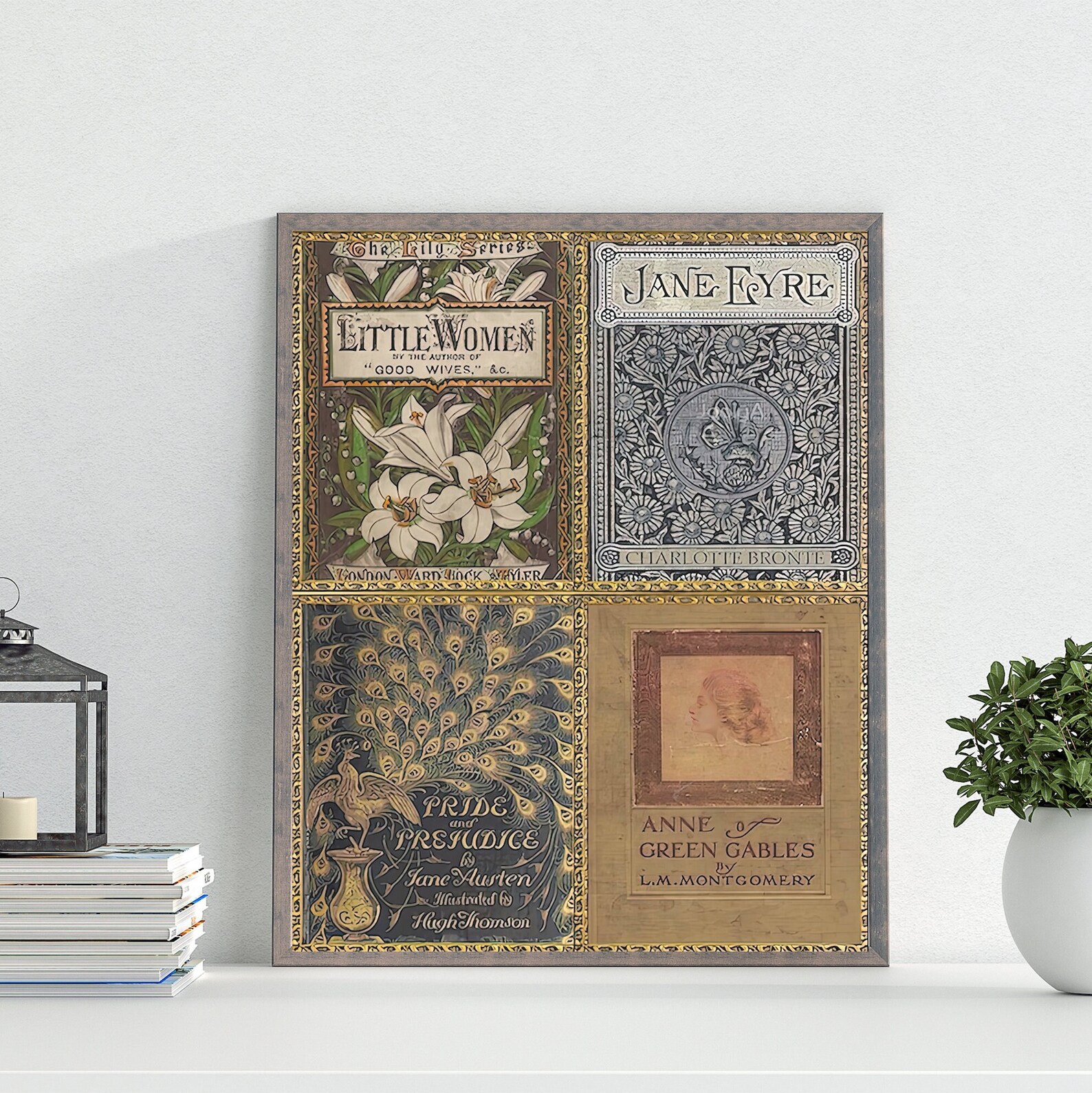 Vintage Book Covers Wall Art Print, Anne of Green Gables Art, Pride and ...