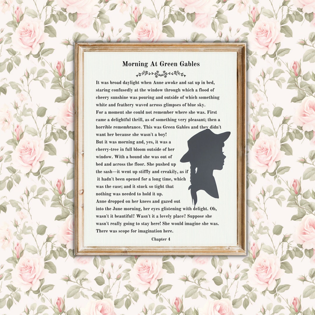 Light Green Anne of Green Gables Book Page Wall Art, LM Montgomery ...