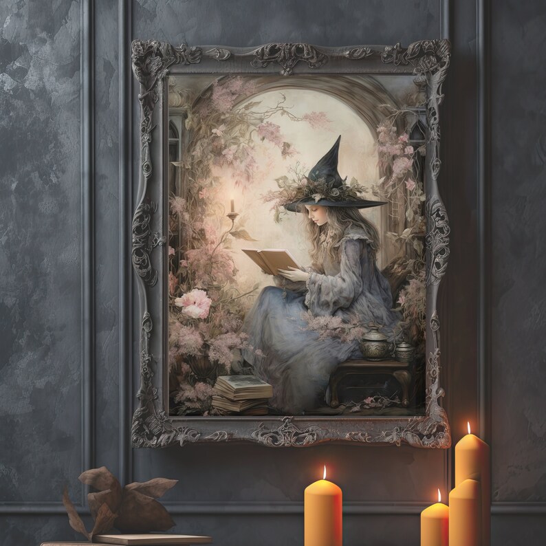 Whimsigoth Dark Cottagecore Witch Fine Art Print, Dark Academia Poster ...