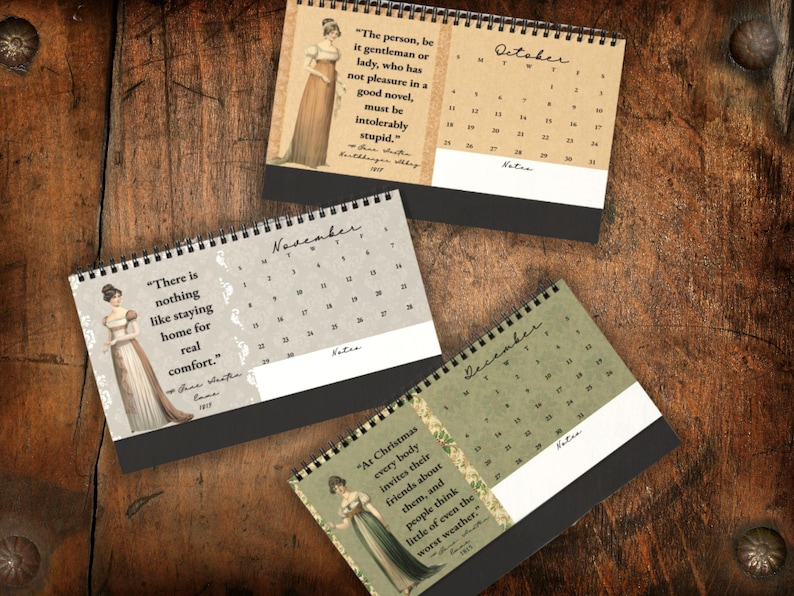 Jane Austen Desk Calendar 2026, Literary Quotes Desktop Calendar, Book ...