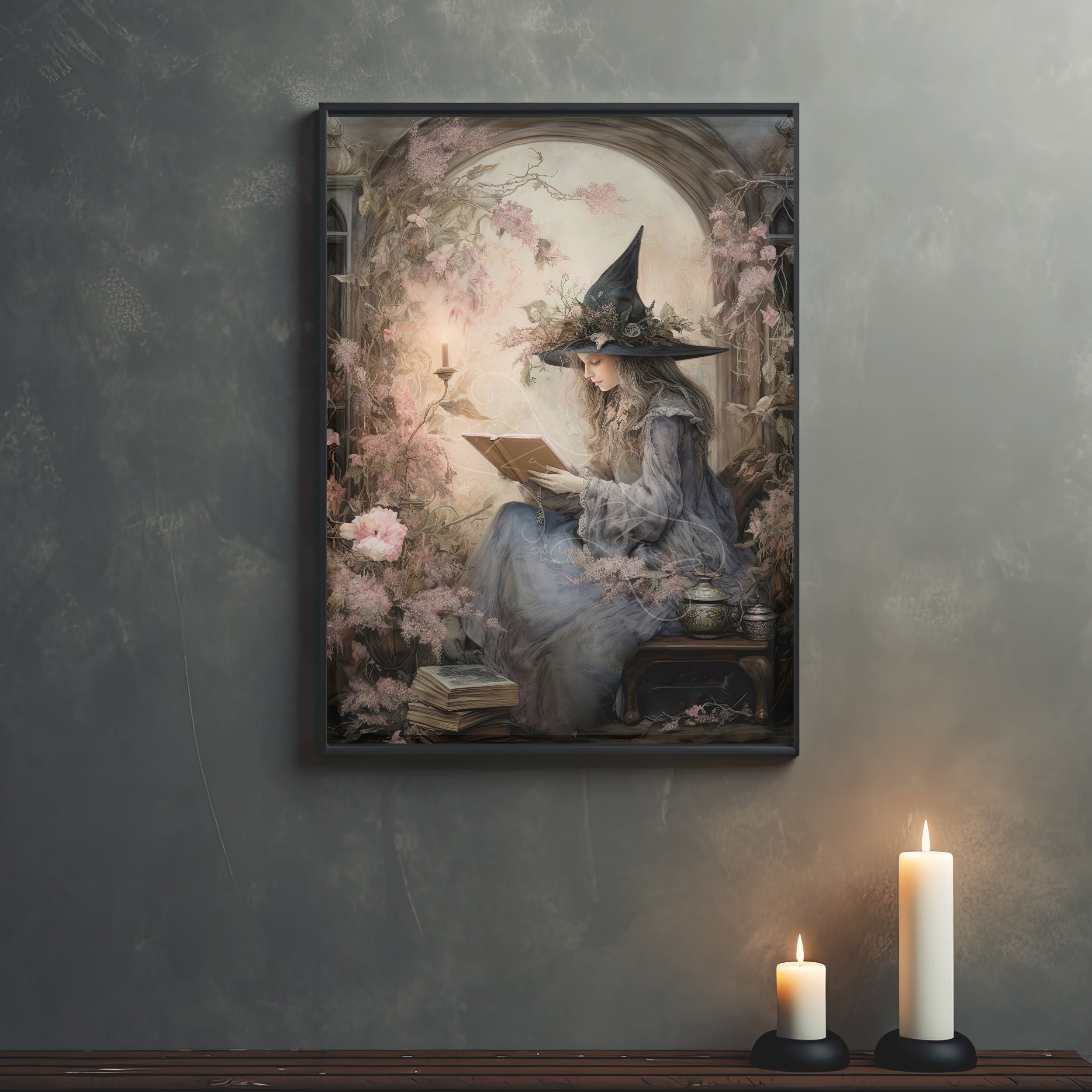 Whimsigoth Dark Cottagecore Witch Fine Art Print, Dark Academia Poster ...