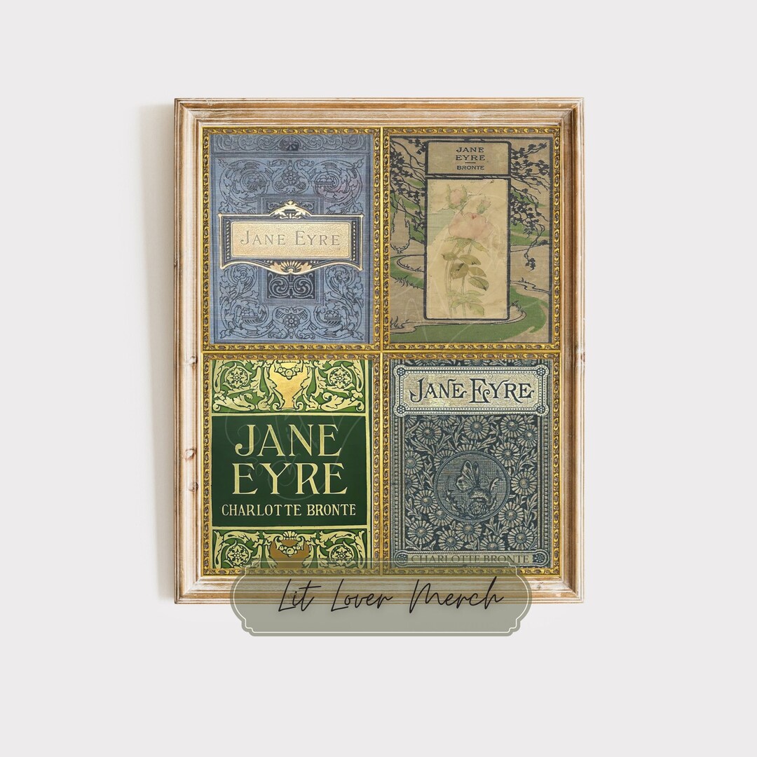 Jane Eyre Vintage Book Cover Fine Art Print, Charlotte Bronte Book ...