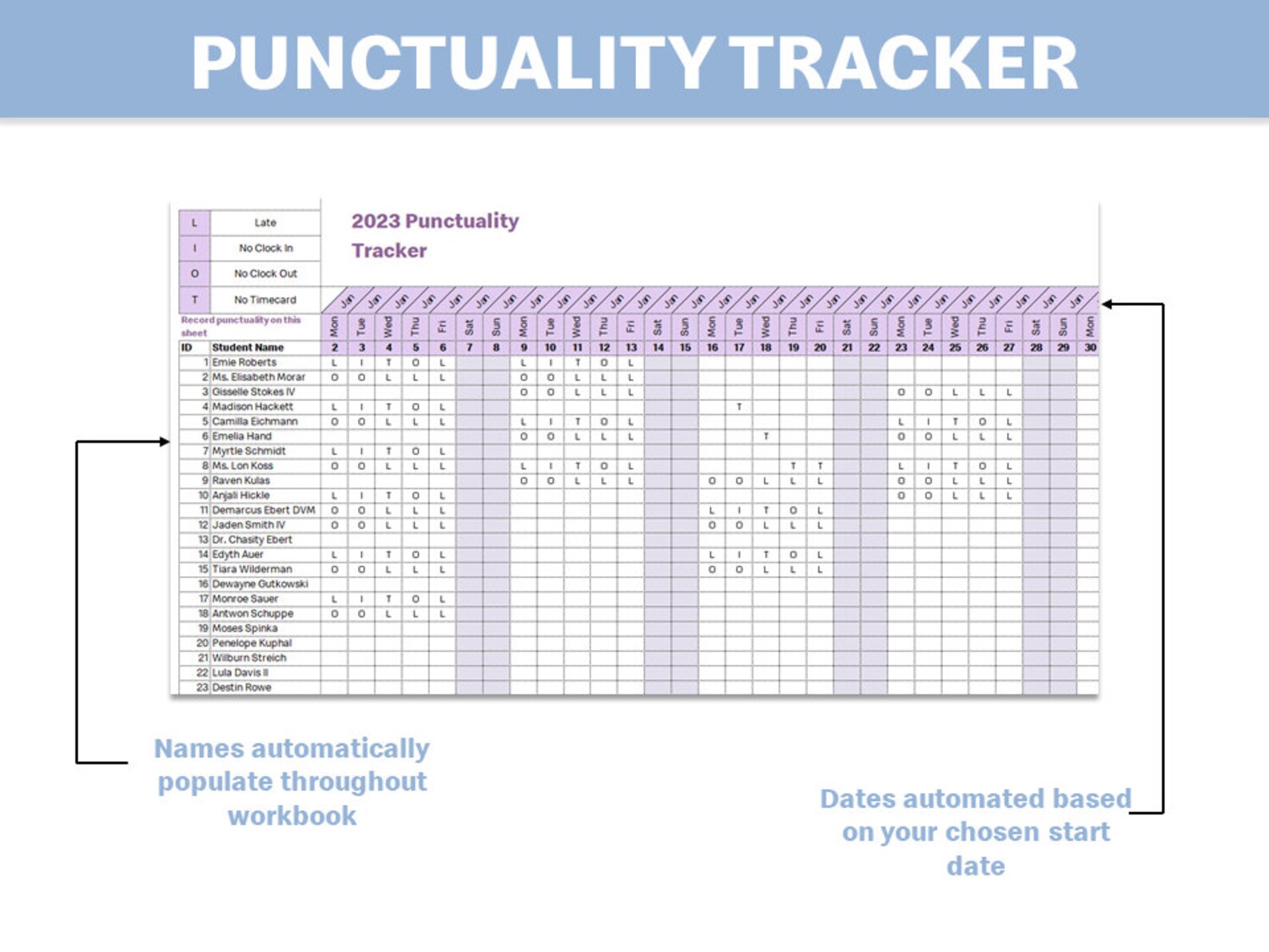 Employee Attendance Tracker, Leave Tracker, Punctuality Tracker, Excel ...