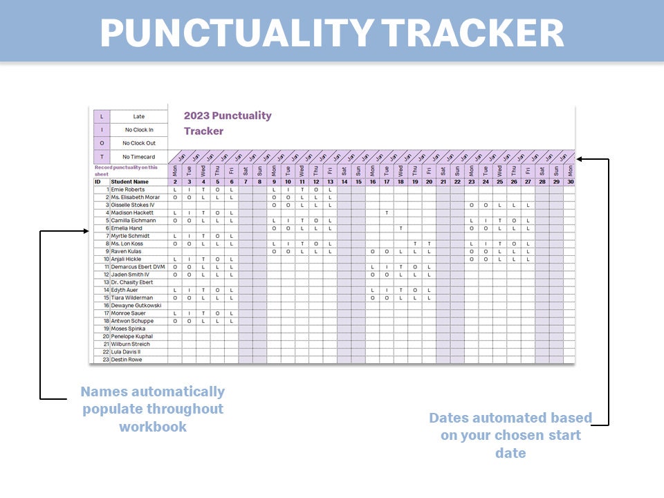 Employee Attendance Tracker, Leave Tracker, Punctuality Tracker, Excel ...