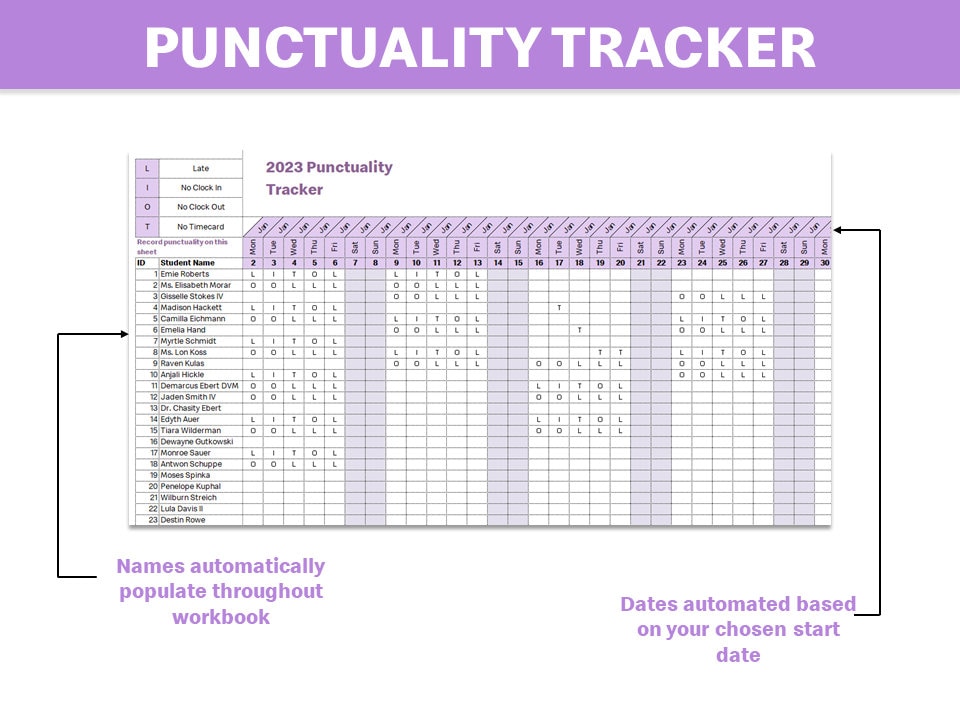 Employee Attendance Tracker, Leave Tracker, Punctuality Tracker, Excel ...