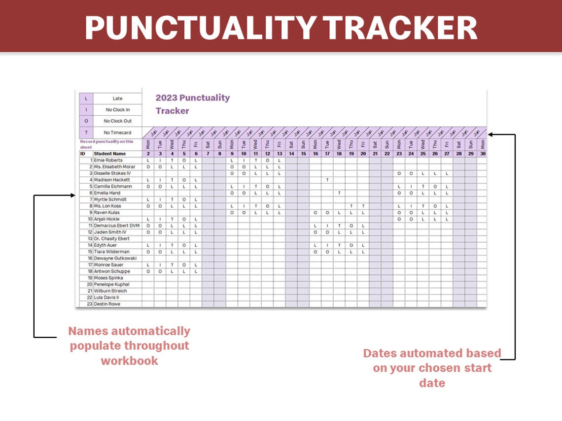 Employee Attendance Tracker, Leave Tracker, Punctuality Tracker, Excel ...