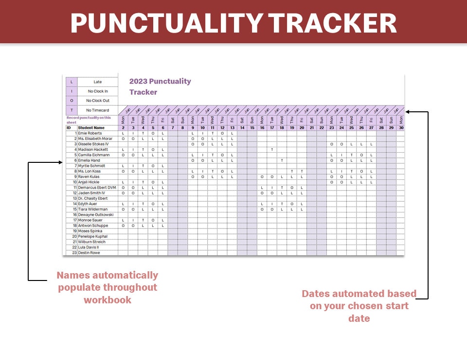 Employee Attendance Tracker, Leave Tracker, Punctuality Tracker, Excel ...