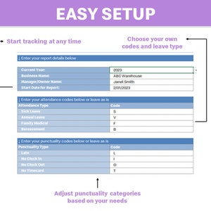 Employee Attendance Tracker, Leave Tracker, Punctuality Tracker, Excel ...