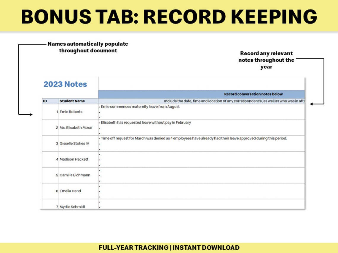 Google Sheets and Excel Employee Time off Tracker | Vacation Tracker ...