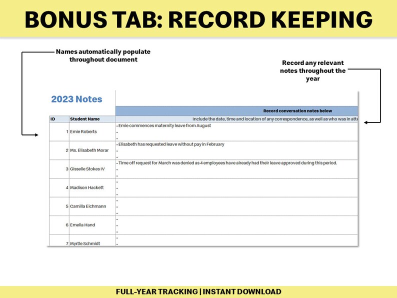 Google Sheets and Excel Employee Time off Tracker | Vacation Tracker ...