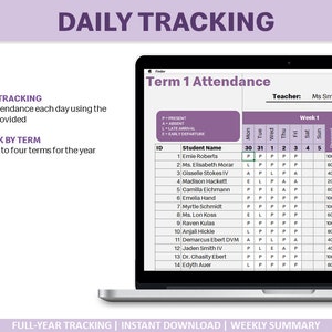 School Student Attendance | Daily Attendance Spreadsheet | Absence ...