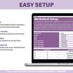 School Student Attendance | Daily Attendance Spreadsheet | Absence ...