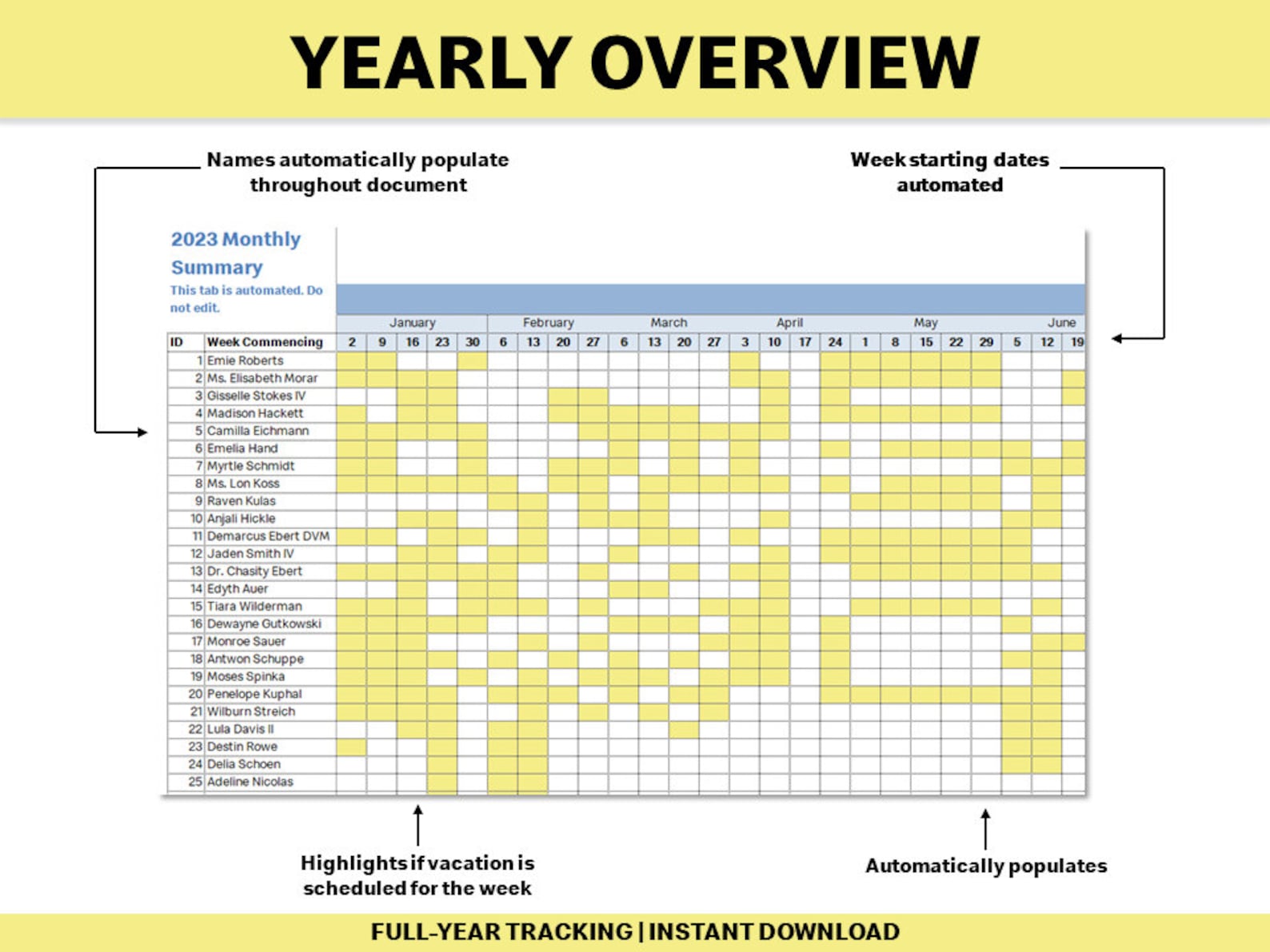 Google Sheets and Excel Employee Time off Tracker | Vacation Tracker ...