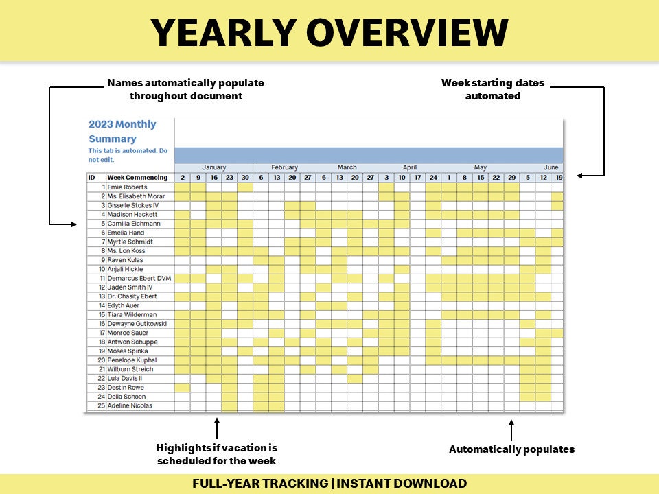 Google Sheets and Excel Employee Time off Tracker | Vacation Tracker ...