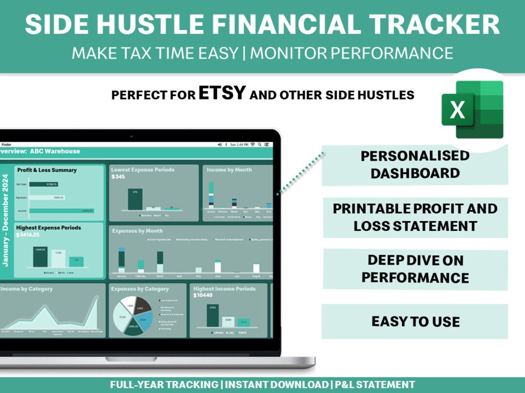Small Business Profit and Loss Tracker, Easy to Use Excel Tool for Side ...