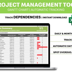 Project Plan Template | Gantt Chart With Task Dependencies Predecessors ...