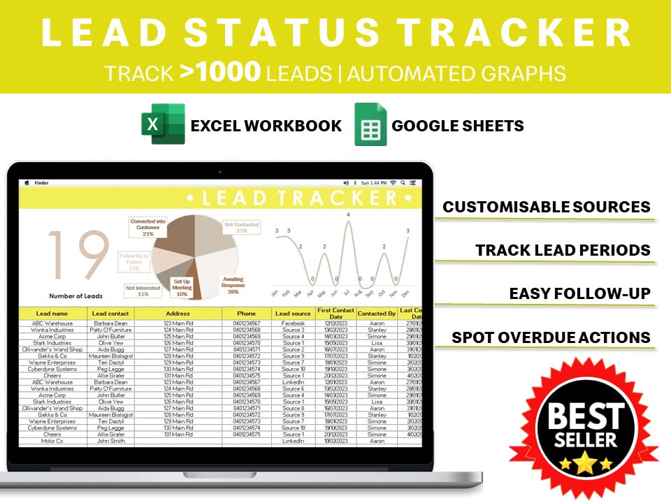 Lead Tracker, Prospect Tracker, Lead Management Template, Customer ...