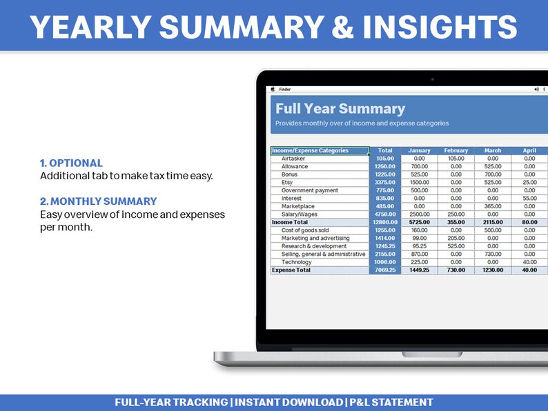 Automated Bookkeeping Template | Easy Income and Expense Tracker ...