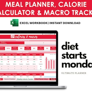 Calorie Calculator, Meal Plan Template, Macro Calorie Food Tracker ...