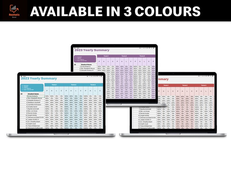 School Student Attendance Daily Attendance Spreadsheet Absence Tracker ...