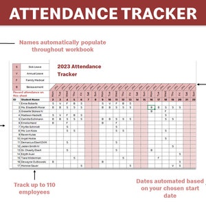 Employee Attendance Tracker, Leave Tracker, Punctuality Tracker, Excel ...