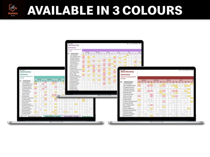 Employee Attendance Tracker, Leave Tracker, Punctuality Tracker, Excel ...
