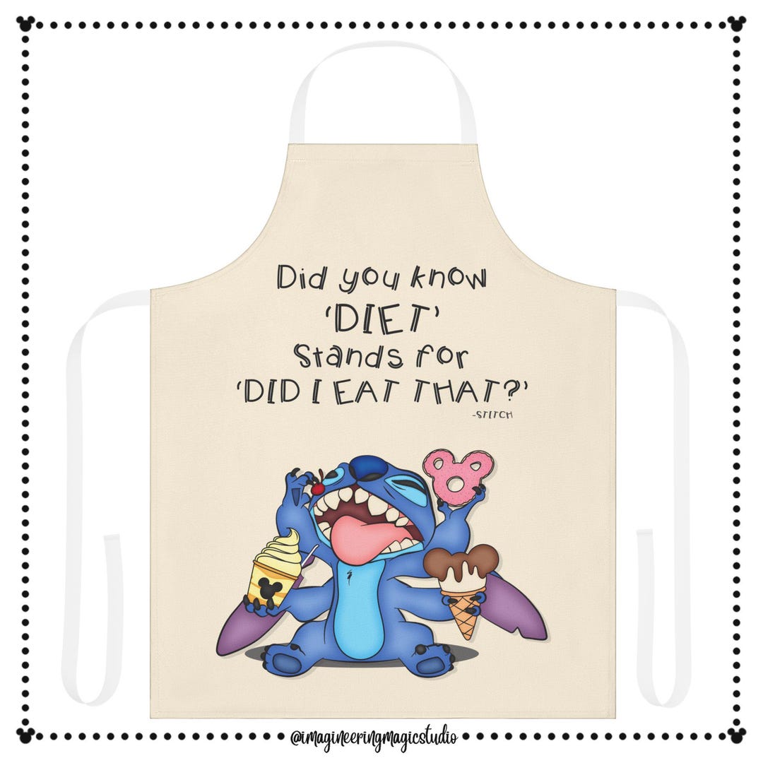 Disney Stitch Apron, Cute Kitchen Apron With White Straps, Chef Gift ...