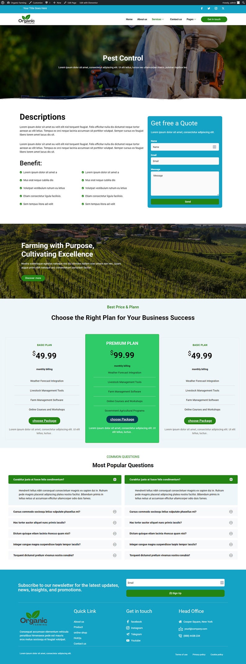 Organic Farming | Elementor Template Kit | Organic Food Service | Agriculture & Organic Farm ...