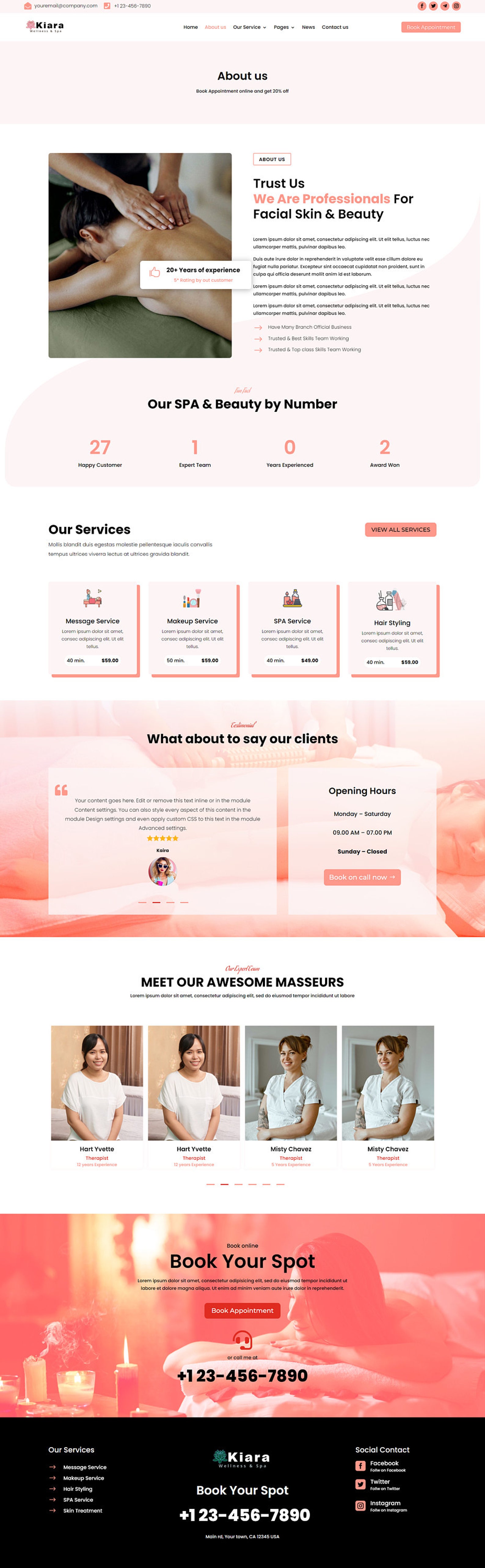 Wordpress Theme for Wellness and Spa Massage - Kiara Divi Wordpress Child Theme -website ...
