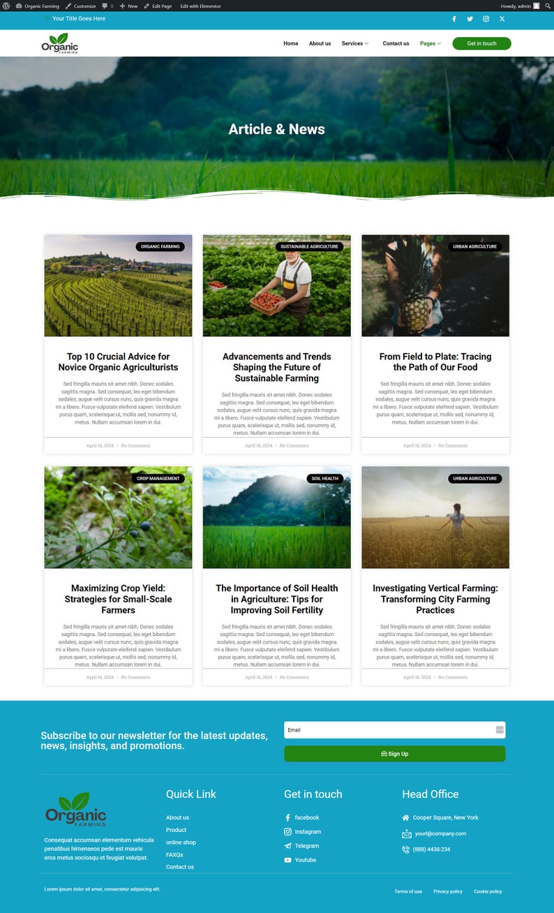 Organic Farming | Elementor Template Kit | Organic Food Service | Agriculture & Organic Farm ...