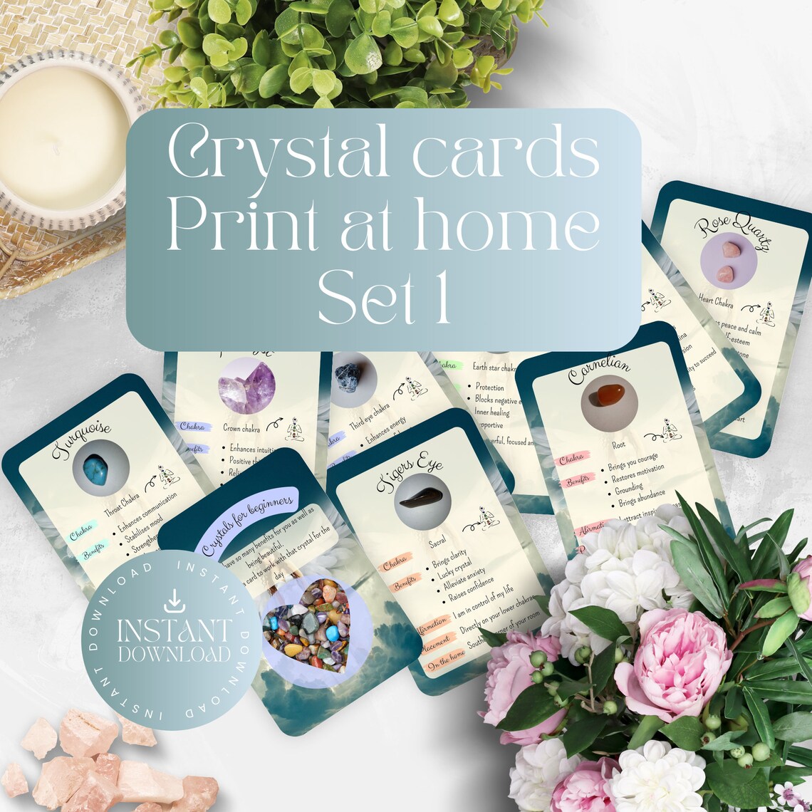 Deluxe Crystal Info Cards - Empower Your Crystal Healing Practice With ...