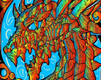 Psychedelic Dragon Art - Etsy