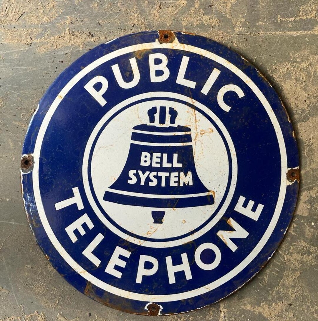 Bell System PUBLIC TELEPHONE rusted Porcelain Sign . - Etsy