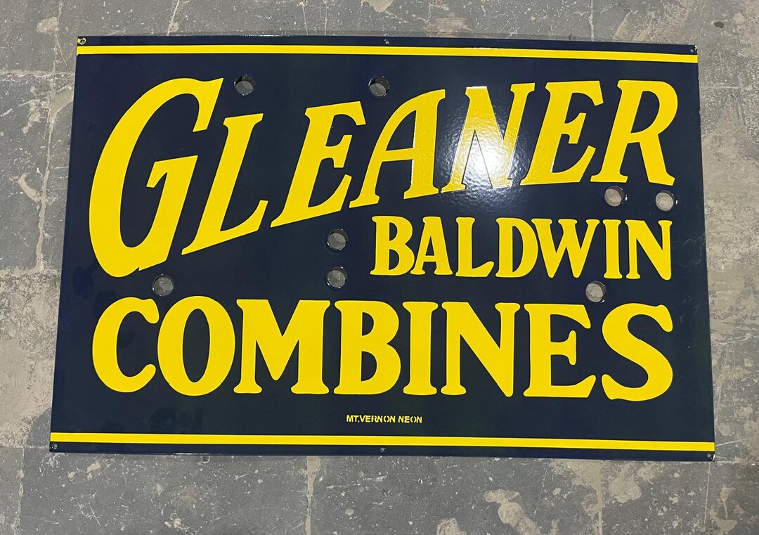 Vintage gleaner Baldwin Combines Porcelain Sign 40X26 Inches SSP - Etsy