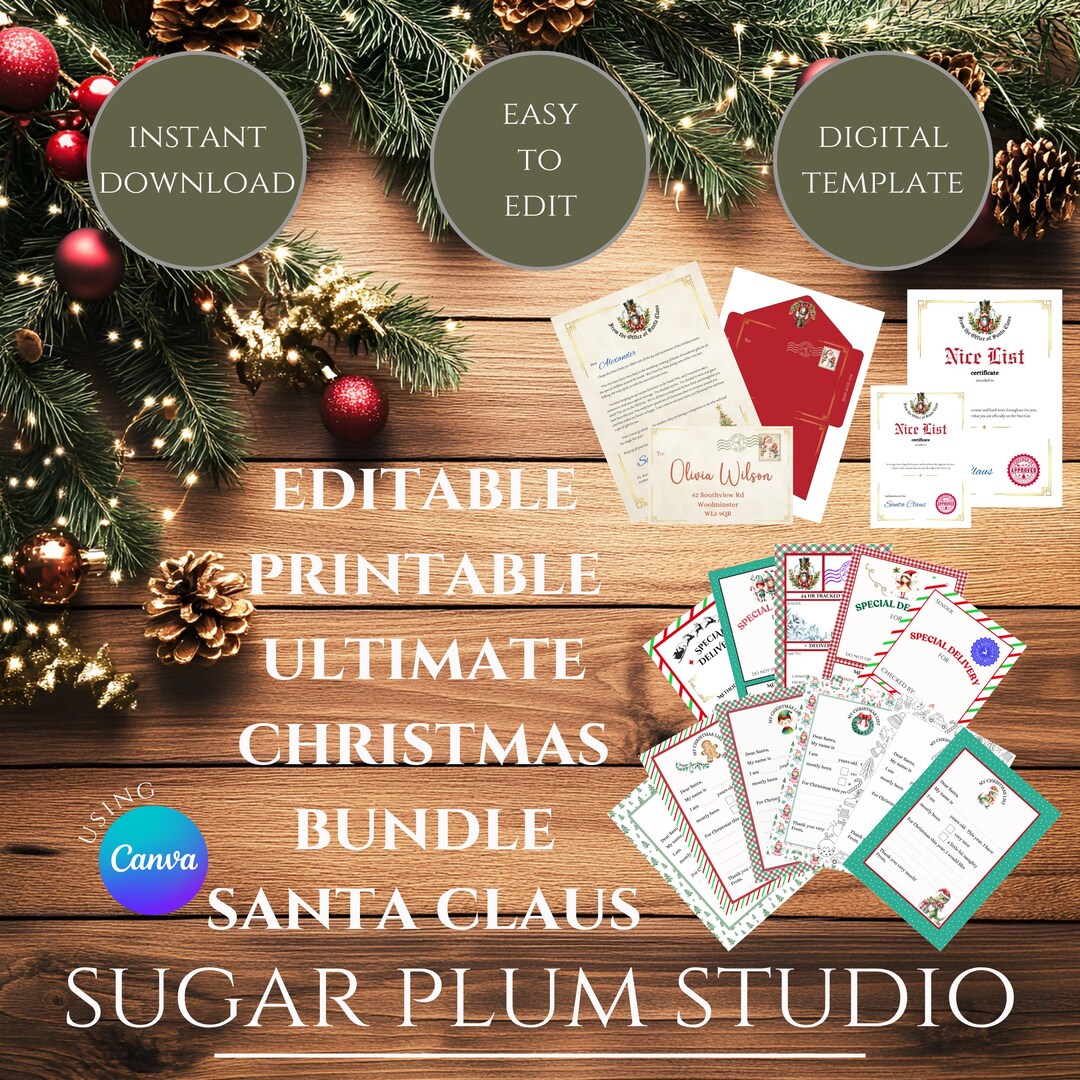 Editable Printable Ultimate Santa Claus Christmas Template Bundle - Etsy