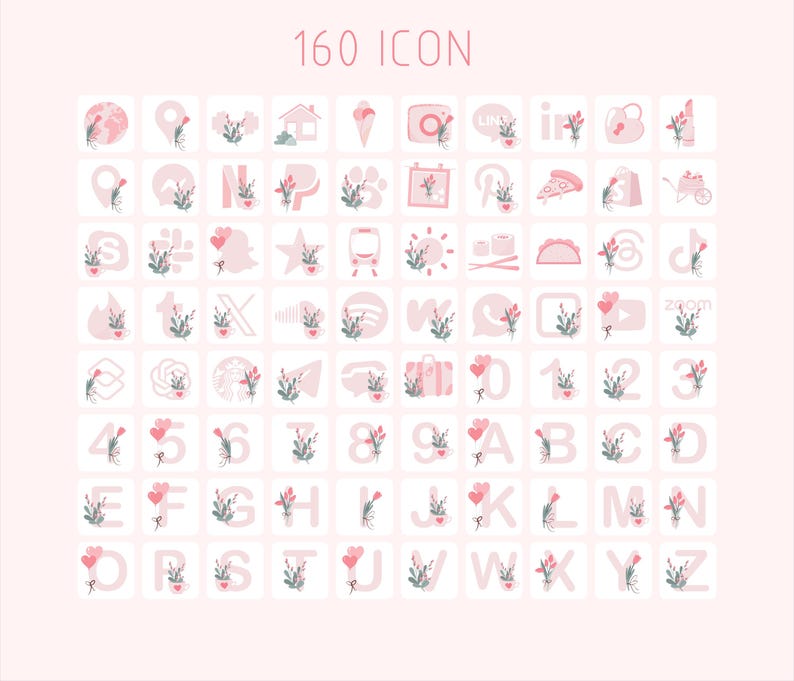 Pink Lover App Icon Set, Pink App Icon Pack, Pink App Icon Set, Ios App ...