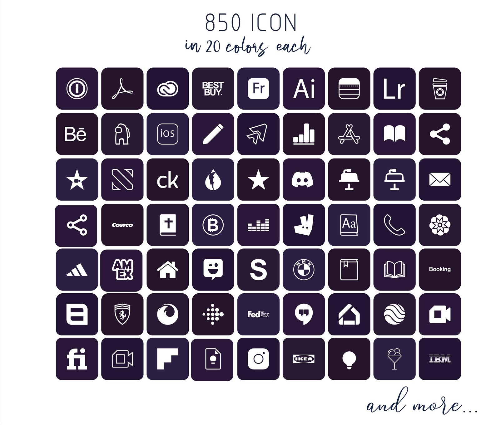 Dark Purple App Icon Set: Ios + Android, Phone Wallpaper (digital ...
